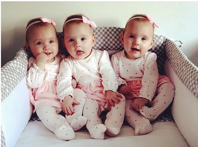 One chance in 200 million: a British couple had identical triplets of ...