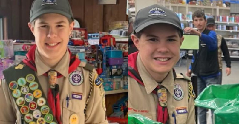 Un joven miembro de los Scouts cumple su promesa de "Ayudar a los demás ...